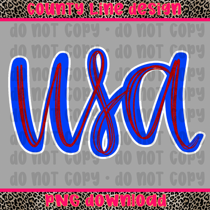 USA cursive PNG – County Line Design