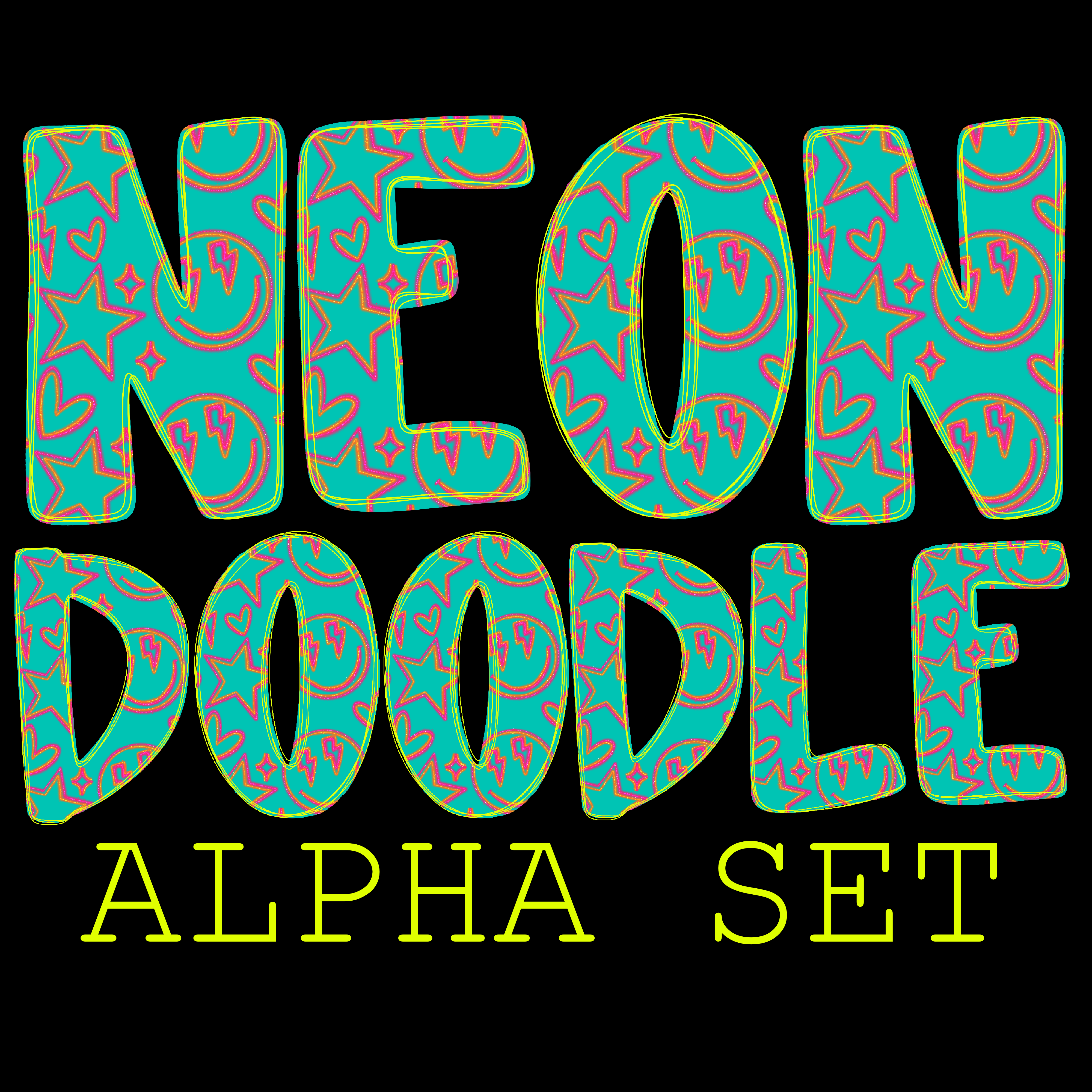 Neon Doodle Alpha Set - PNGs – County Line Design