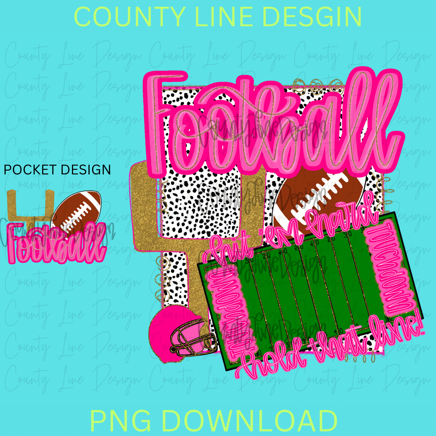 Football Preppy PNG - POCKET DESIGN INCLUDED – County Line Design